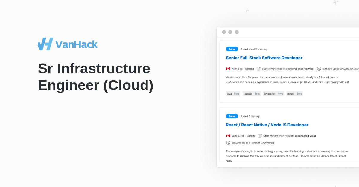 Sr Infrastructure Engineer (Cloud) - VanHack